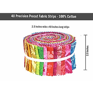 Soimoi 40Pcs Batik Print Cotton Precut Fabrics for Quilting Craft Strips 2.5x42inches Jelly Roll - Red