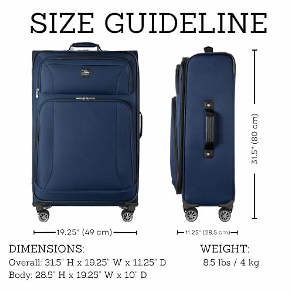 Skyway Epic Softside Large Checked Luggage - Lightweight Suitcase with Wheels | TSA Approved Travel Bag | Spinner Suitcase | Large Luggage Set with Telescoping Handle, 28 inch, Surf Blue