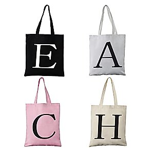 Personalized Tote Bag for Bridesmaid, Canvas Bag Letter Tote Reusable Canvas Tote Bag Letter Bag Shopping Bag Alphabet Bags for Women Monogrammed Bachelorette Party Gift