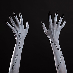 Retisee Costume Accessories Include 20 Sheet Realistic Fake Scars Temporary Tattoos with Solid Colored Opaque Footed Tights Horror Cosplay Accessories for Adults Kids