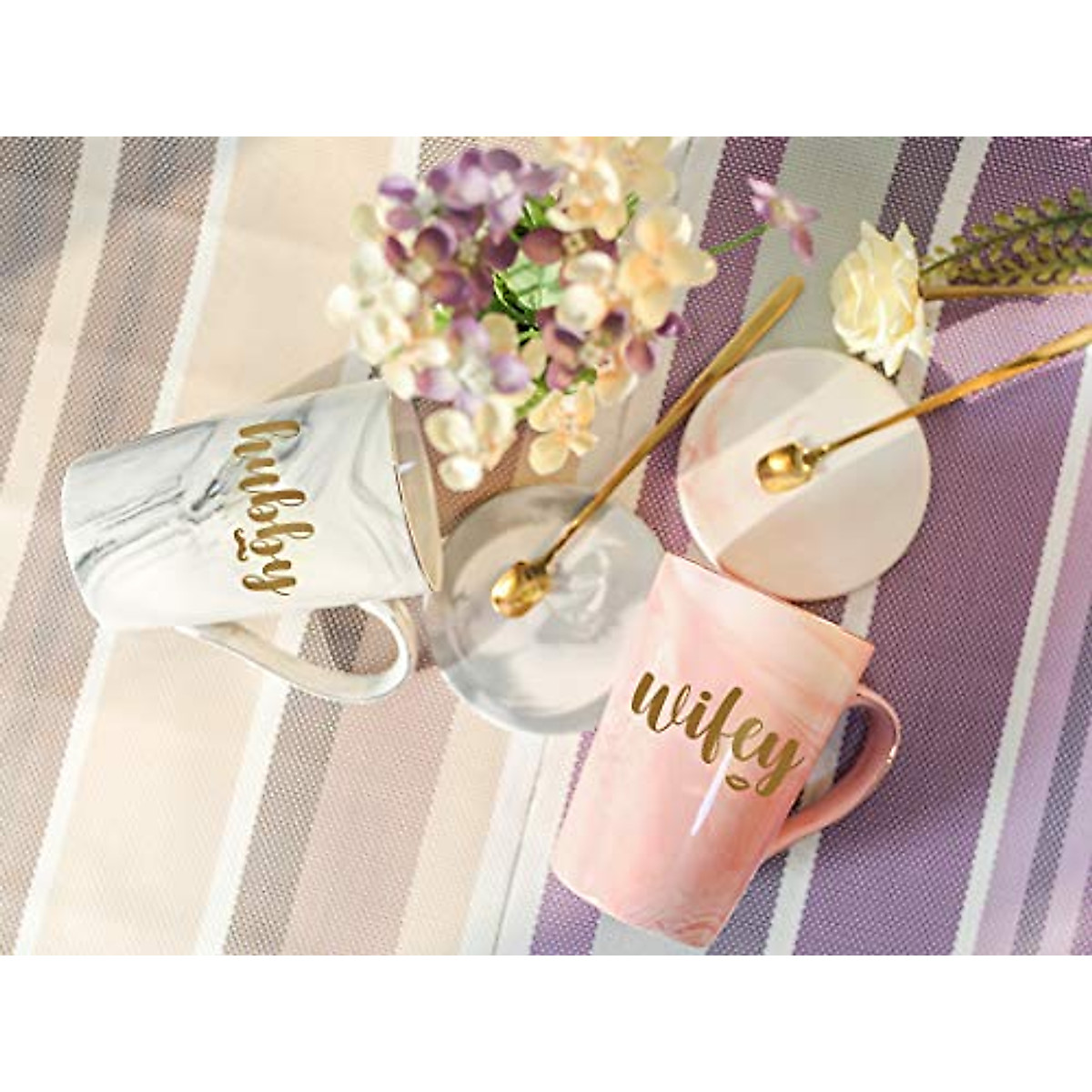 Wifey and Hubby Coffee Mugs Set Hubby Wifey Mugs Hubby and Wifey Gifts Wifey and Hubby Gifts Mr Mrs Gifts Husband Wife Mugs Engagement Wedding Anniversary Valentines Day Gifts for Couple 14 Ounce