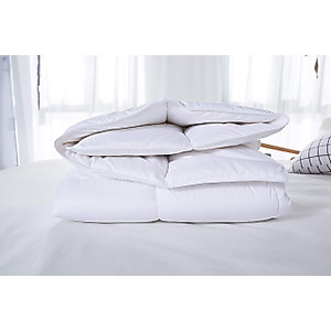 KumiQ Crib All Season Lightweight Natural White Down Baby Toddler Comforter Duvet, Down-Proof Cotton Shell, Machine Washable (White, 41x48in)