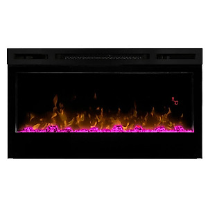 Dimplex Prism 34 inch Wall Mount Electric Fireplace with Driftwood Log Set - Black, BLF3451 & LF34DWS-KIT