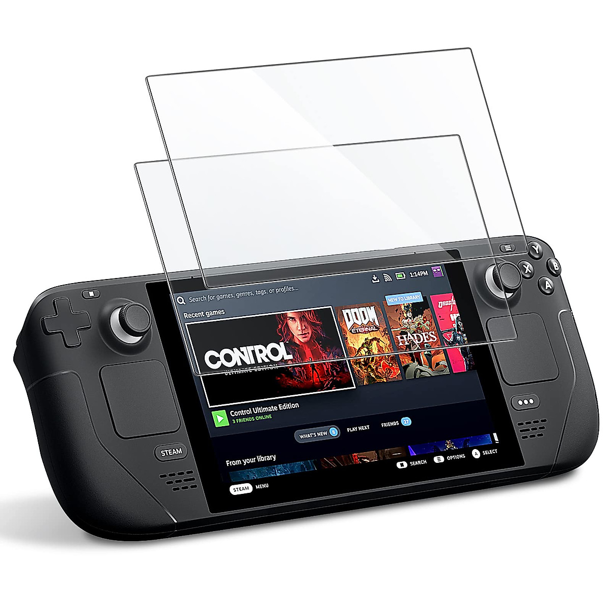 JETech Screen Protector for Steam Deck OLED 7.4-Inch (2023) and Steam Deck 7-Inch (2021&2022), 9H Tempered Glass Film, Anti-Scratch HD Clear, 2-Pack