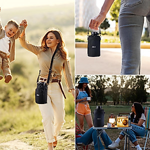 OYATON Water Bottle Holder With Strap for 64oz Bottles, Water Bottle Carrier Bag With Pocket and Handle for Walking Travel and Hiking(Exclude Bottle)