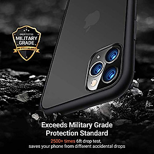 TORRAS Shockproof Compatible for iPhone 11 Pro Case, [Military Grade Drop Tested] Translucent Hard Matte Case with Soft TPU Bumper Slim Phone Case Compatible for iPhone 11 Pro, Matte Black