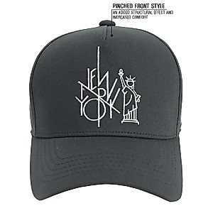 Flipper NY NYC New York City Statue of Liberty Logo Structured Cotton Ballcap Baseball Cap Adjustable Snapback Hat (Small ~ Medium, Charcoal)