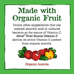 Nature's Way Alive! Vitamin C Supplement with Organic Acerola, Immune Support*, 120 Capsules