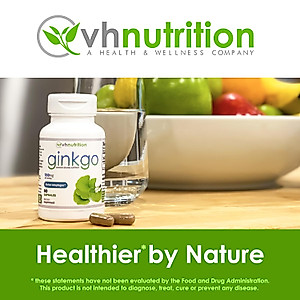 VH Nutrition Ginkgo BILOBA | 550mg Standardized Extract Supplements | Cognitive and Memory Support* | Boost Mental Clarity and Focus | Brain Health Supplement | 60 Capsules