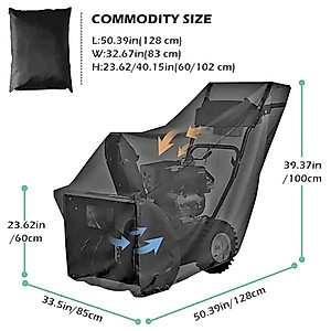 2win2buy Snow Blower Cover, All Weather Premium Waterproof Dustproof Snow Thrower Cover Heavy Duty Superior UV Protection Universal Fit with Storage Bag (50.39" L x 32.67" W x 40.15" H)