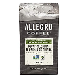 Allegro Coffee, Coffee Decaf Colombia El Premio De Timana Ground, 12 Ounce