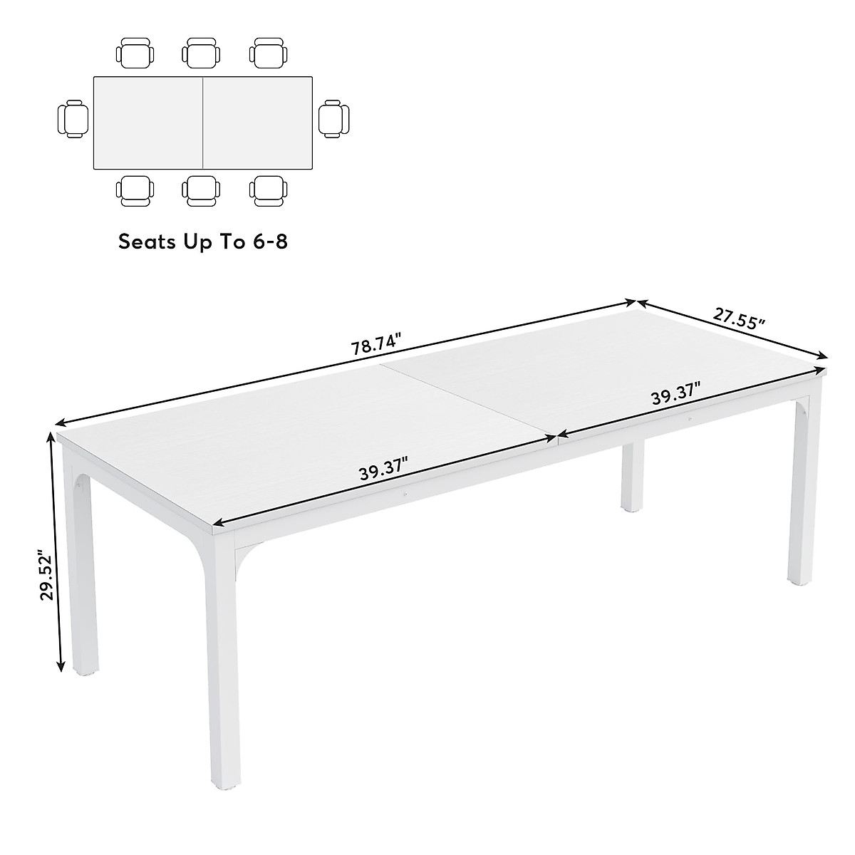 Tribesigns 6.5FT Conference Table, 78.7 Inche Rectangle Meeting Seminar Table, Large Business Tables for 6-8 People (Only Table)