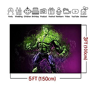 Cartoon Hulk Super Hero Photography Background Great Hulk Photo Backdrops for Baby Shower Children's Birthday Party Photo Booth Studio Props 5x3ft