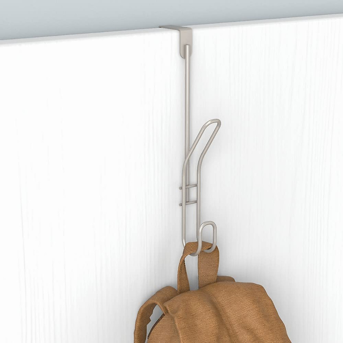 ClosetMaid Over The Door Hanger Rack with Hooks, for Hats, Scarves, Belts, Towels, Jackets, Nickel Finish