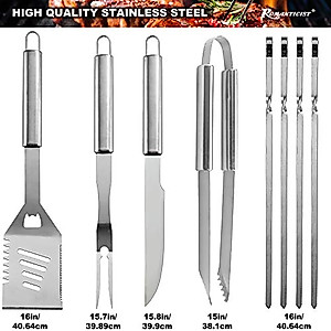 Romanticist 26PCS Barbecue Tool Set with Storage Bag - Portable Grill Tool Kit - Professional BBQ Set for Outdoor Cooking and Camping Grill Accessories Sets