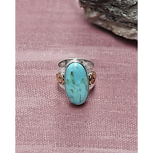 YoTreasure Blue Mohave Turquoise 925 Sterling Silver Brass Bold Ring Jewelry