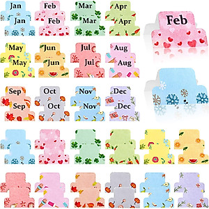 48 Pieces Adhesive Monthly Tabs Planner Stickers, 24 Month Tabs and 24 Blank Tabs Colorful Decorative Monthly Index Tab for Office School Study Planner Stickers and Accessories Journal Organization
