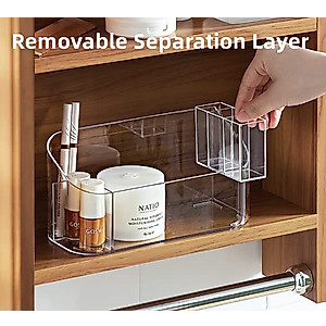 DiiuuAII Makeup Organizer, Small Clear Cosmetic Display Case, Removable Layered Plastic Clear Tabletop Holder Stand For Cosmetic, Perfume, Lotions Skin Care, Makeup Brushes, Lipsticks
