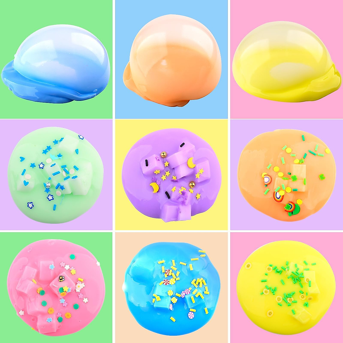 6 Pack Jelly Cube Slime, Soft and Glossy Clear Slime, DIY Stress Relief Sludge Slime Toys, Birthday Gift, Party Favors Slime Kit for Girls and Boys