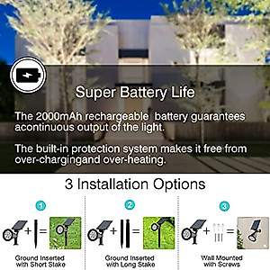 CREPOW Solar Spot Lights Outdoor, 7 LED Solar Power Landscape Spotlights Solar Garden Lights Adjustable Auto ON/Off IP65 Waterproof Wall Lights for Patio Walkway Pathway Yard Pool, Cold White - 4 Pack