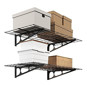 RAD Sportz Heavy Duty Shelves for Wall 2-Pack - Storage for Garage Organization - Garage Shelving with 154lb Capacity and Bike Hooks for 4 Cycles