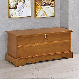 Bowery Hill Cedar Wood Storage Blanket Chest Bench in Honey Brown