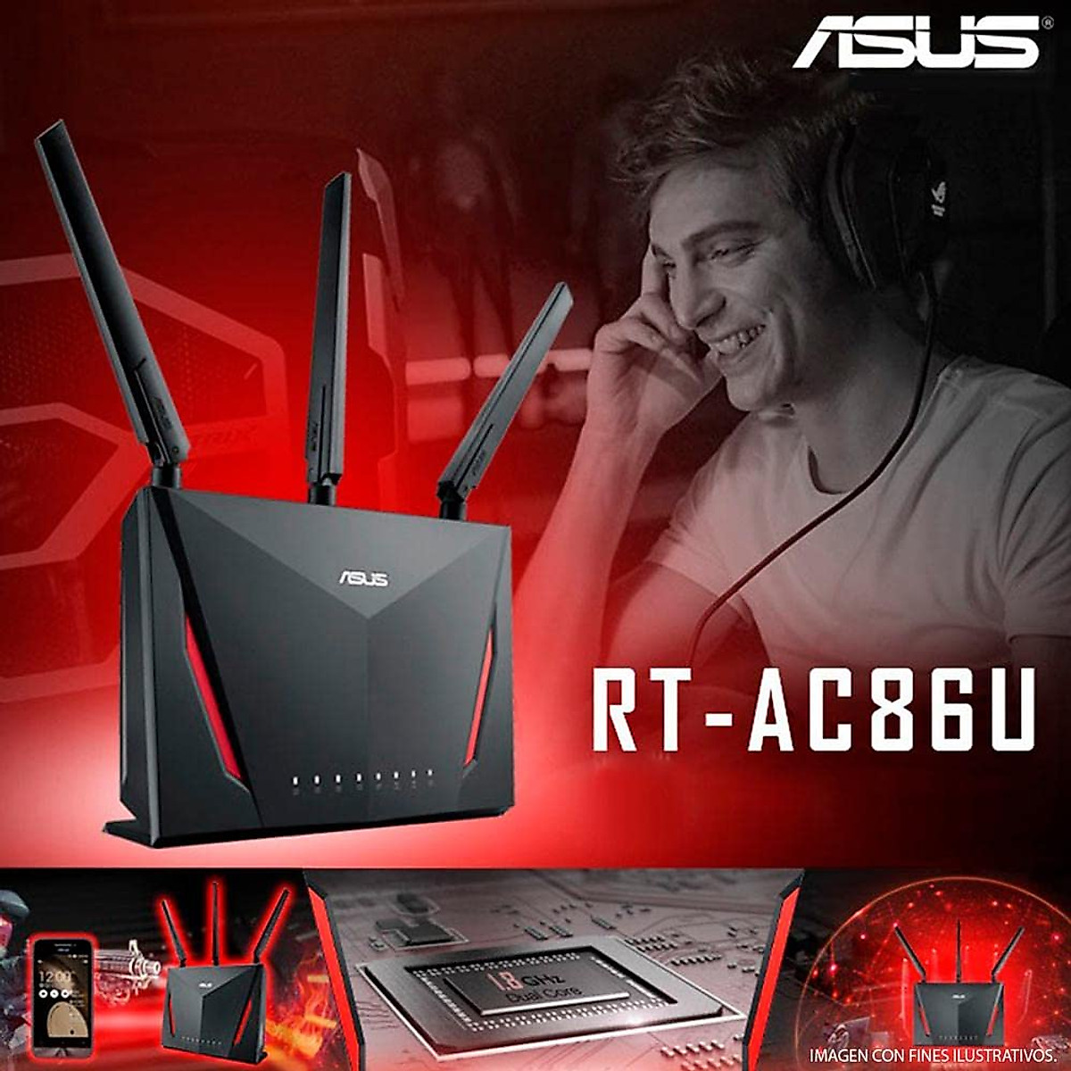 ASUS AC2900 WiFi Gaming Router (RT-AC86U) - Dual Band Gigabit Wireless Internet Router, WTFast Game Accelerator, Streaming, AiMesh Compatible, Included Lifetime Internet Security, Adaptive QoS