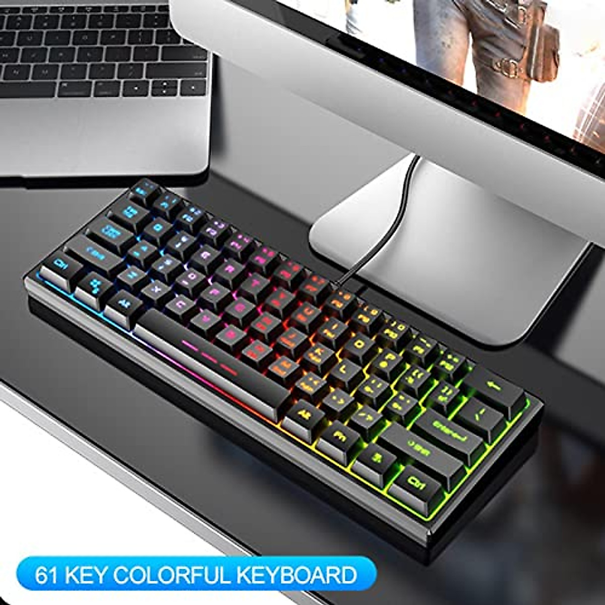 01 02 015 Mechanical Keyboard, Backlit Design USB Gaming Keyboard Adjustable Angle Ergonomics Design for Home Office for Gaming for Work