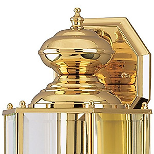 Westinghouse Lighting 6685300 One-Light Exterior Wall Lantern, Polished Brass Finish on Solid Brass and Steel with Clear Beveled Glass Panels