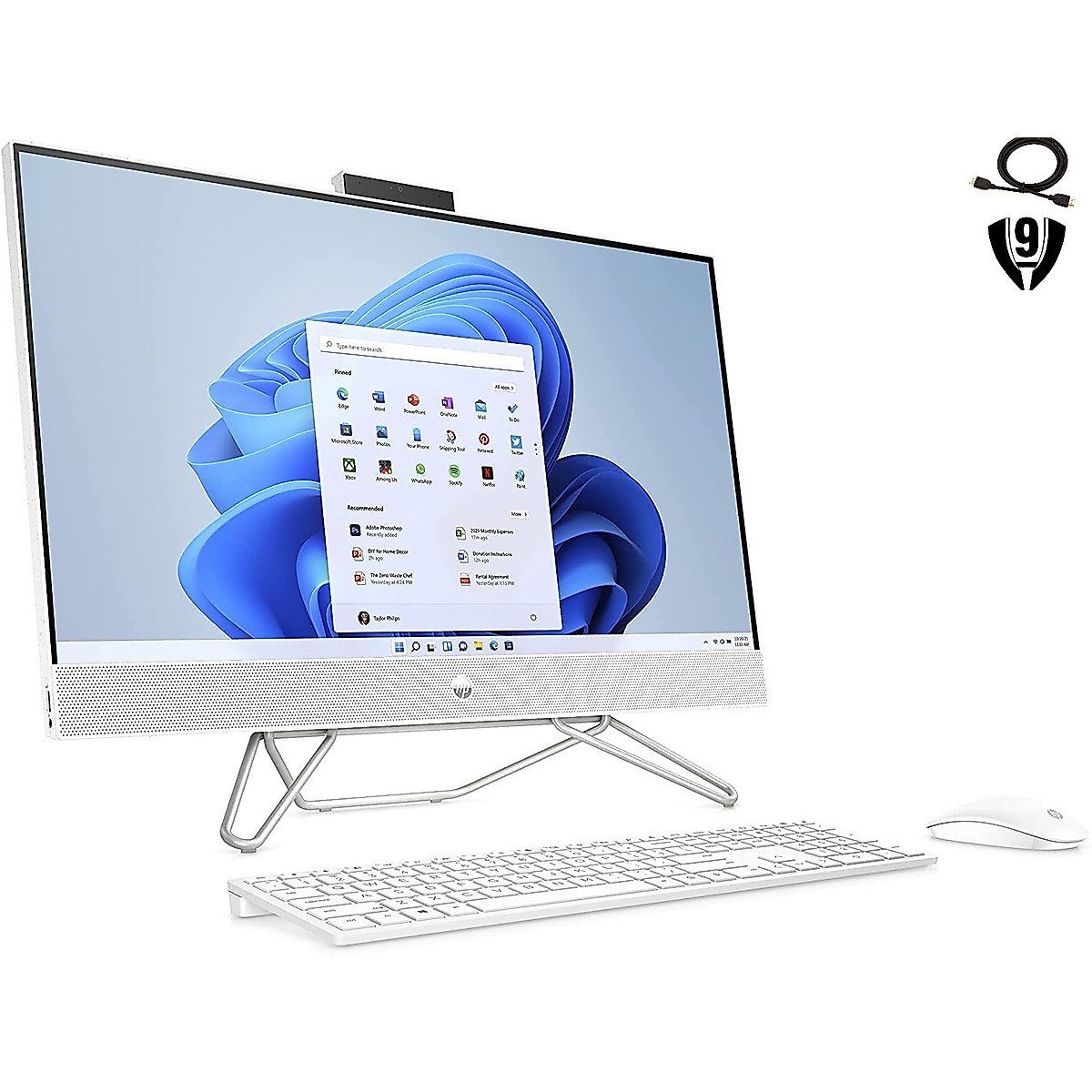 HP 27″ FHD Touchscreen All-in-One Desktop, AMD Ryzen 7 5700U, 32GB RAM, 1TB SDD+1TB HDD, Bluetooth, WiFi, Webcam, Wireless Keyboard and Mouse Combo, Windows 11 Home