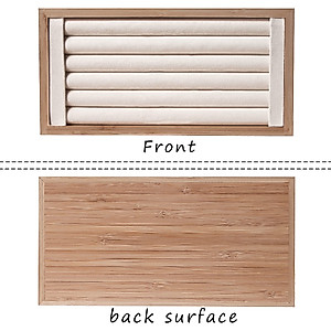 Justsoso Bamboo Ring Display Tray, Ring Holder Case for Drawer, Rings Jewelry Organizer for Home Desk Drawer (Beige Velvet)