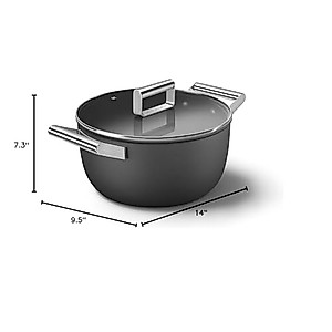 Smeg Black 5-Quart 9.5-Inch Casserole Dish with Lid