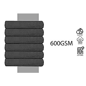 Softolle Premium 600 GSM Hand Towels –100% Combed Ring Spun Cotton Hand Towel - Pack of 6 Luxury Hand Towels - Highly Absorbent and Ultra Soft 16" x 30" inches (Grey)