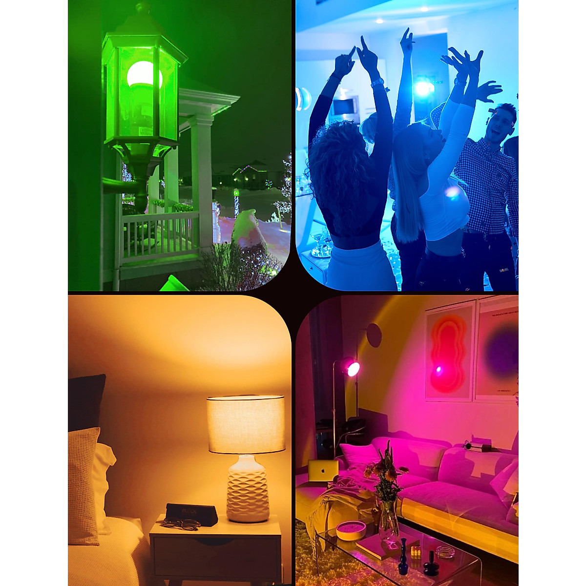 Eastiya Color Changing Light Bulb, 80W Equivalent, Remote Control Light Bulbs, 900LM, RGB Light Bulbs, E26 Base, 16 Color Choices, Timing, Dimmable, Multi-Color Light Bulbs, 4 Pack