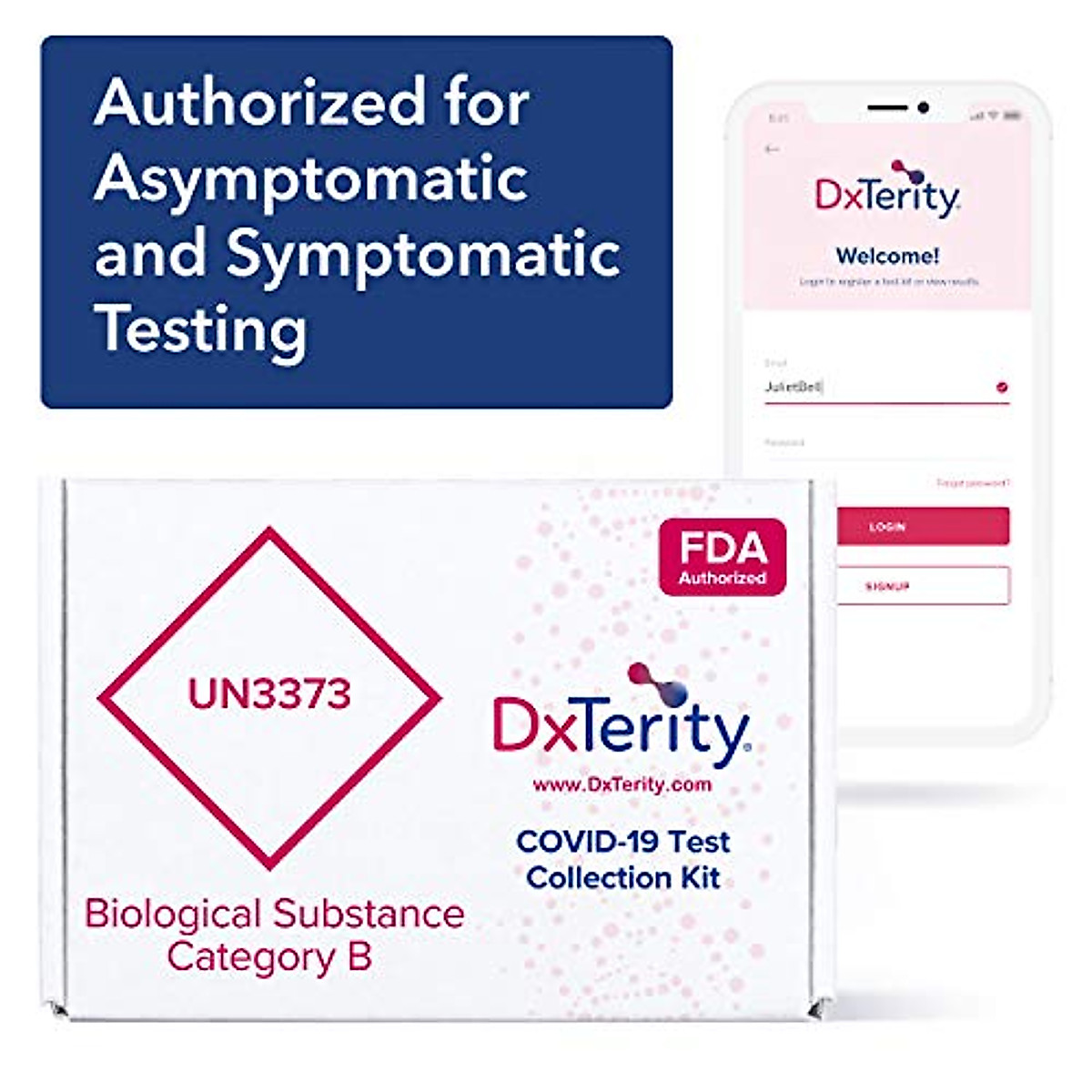 DxTerity SARS-CoV-2 RT PCR CE Test, 10 Pack, 10 Tests Total, With Prepaid Express Return Shipping and Laboratory PCR Testing