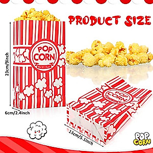 202 Pcs Popcorn Machine Supplies Set, 200 Pcs 2Oz Retro Style Disposable Oilproof Popcorn paper Bags Bulk with 304 Stainless Steel Popcorn Scoop, 304 Stainless Steel Season Salt Shaker with Handle Lid