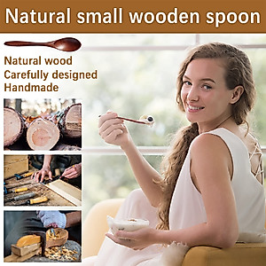 Hefild 7 PCS Small Wooden Spoons, 5.8 Inch Honey Spoons for Tea, Hardwood Wooden Honey Teaspoon for Coffee, Little Tiny Wood Spoons, Bamboo Table Spoon for stirring, Wooden Spoons for Utensils Set