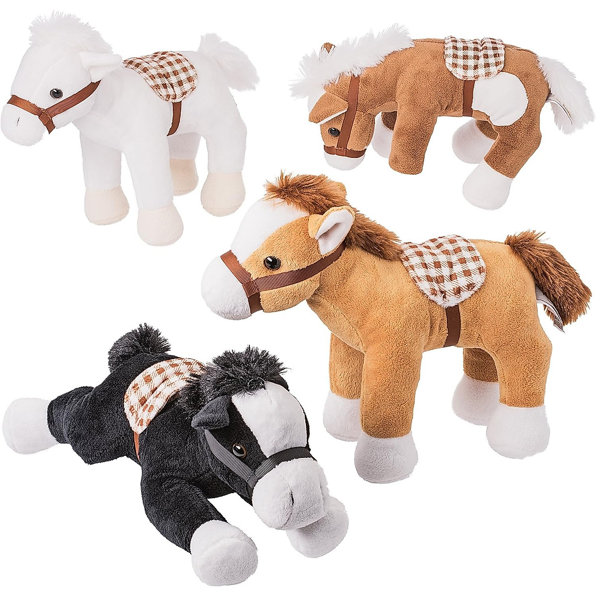 PREXTEX Plush Farm House with Soft and Cuddly 5" Plush Horses, Farm Boy, and Farm House Barn House Carry Along Case