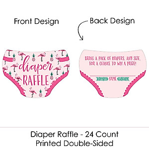 Big Dot of Happiness Pink Flamingo - Party Like a Pineapple - Diaper Shaped Raffle Ticket Inserts - Tropical Summer Baby Shower Activities - Diaper Raffle Game - Set of 24