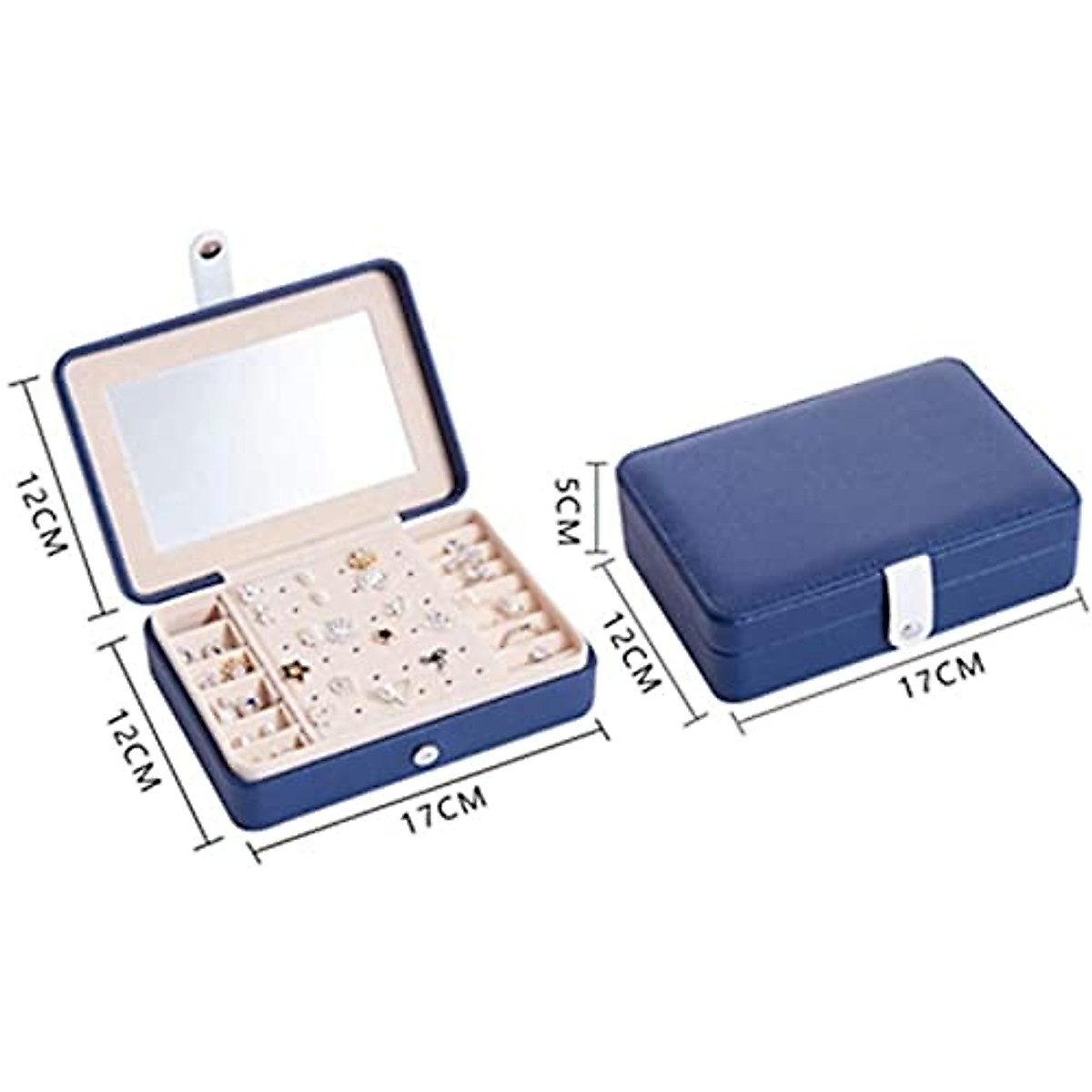 ZZYINH AN207 Portable PU Leather Jewelry Box Travel Jewelry Organizer Multifunction Necklace Earring Ring Storage Box Women Gifts Small Jewelry (Color : Blue)