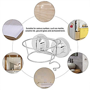 MAGT Hair Dryer Holder, Stainless Steel Suction Cup Wall Mounted Hair Dryer Stand for Bathroom