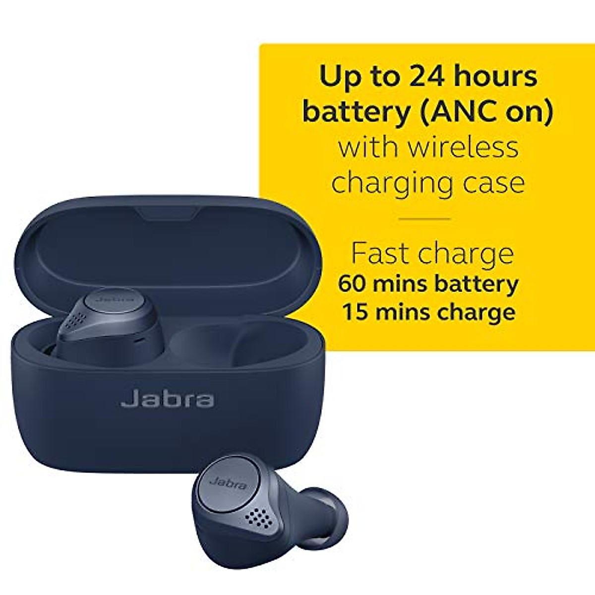 Jabra Elite Active 75t True Wireless Bluetooth, Navy – Earbuds for Running and Sport, Charging Case Included, 24 Hour Battery, Active Noise Cancelling Earbuds