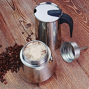 DITOSH Stovetop Espresso Maker Sainless Steel Moka Pot Espresso Maker Percolator Italian Coffee Maker Capable Moka Coffee Machine Cafe Percolator Maker for Home & Camping (2Cup-Straight)