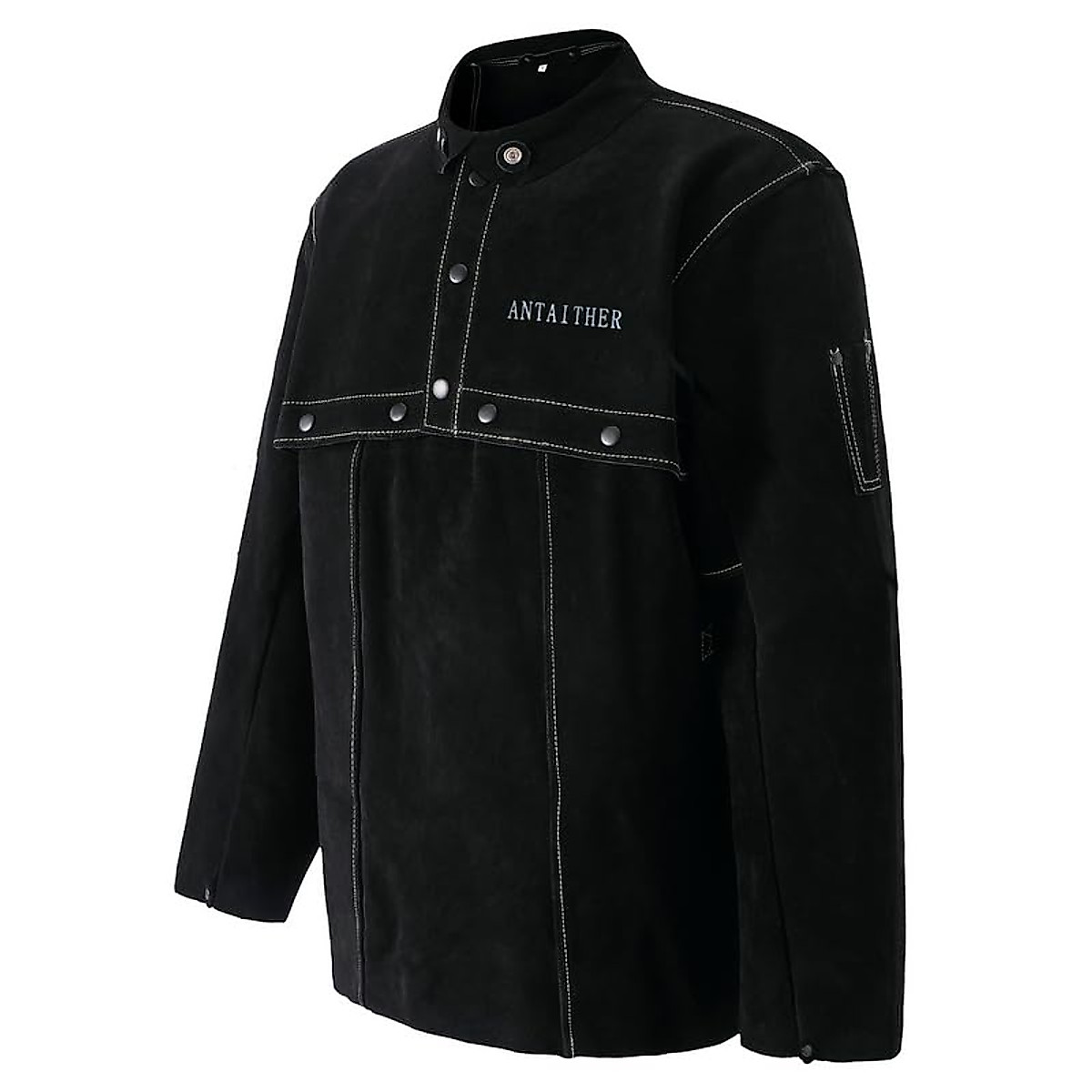 ANTAITHER Split Cowhide Leather Welding Cape Sleeve with Removable 20" Apron - Black, Heat and Flame Resistant (M)
