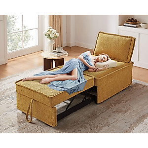 VANOMi Sleeper Chair, Convertible 3-in-1 Chair Sofa Bed, Boucle Pull-Out Bed with Adjustable Backrest, Oversized Sleeper Chairs for Adults for Living Room Bedroom Small Spaces