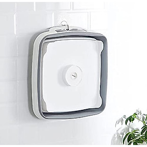 Dish Basin Collapsible with Drain Plug Carry Handles, Foldable Sink Tub, Dish Wash Basin, Portable Dish Tub, Collapsible Dishpan for Camping Dish Washing Tub and RV Sink (9.3L Capacity) (Grey)