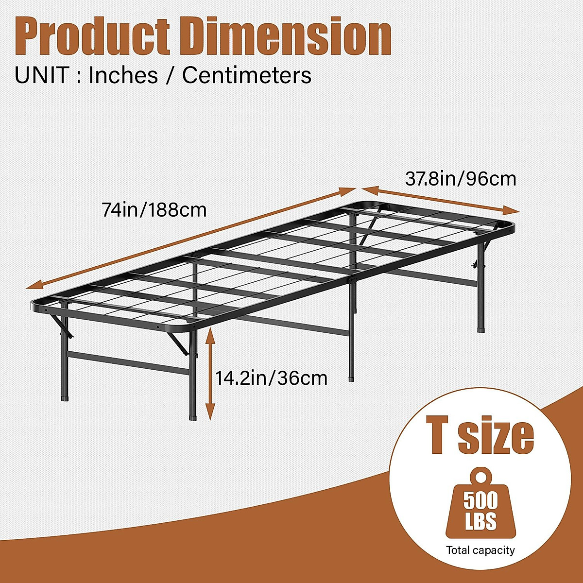 Ruesleag Twin Size Bed Frame Metal Platform Bed Frame Classic 14 Inch Mattress Foundation Storage Space Under The Bed,Heavy Duty Frame Bed &Noise Free & Box Spring Replacement &Easy Assembly,Twin