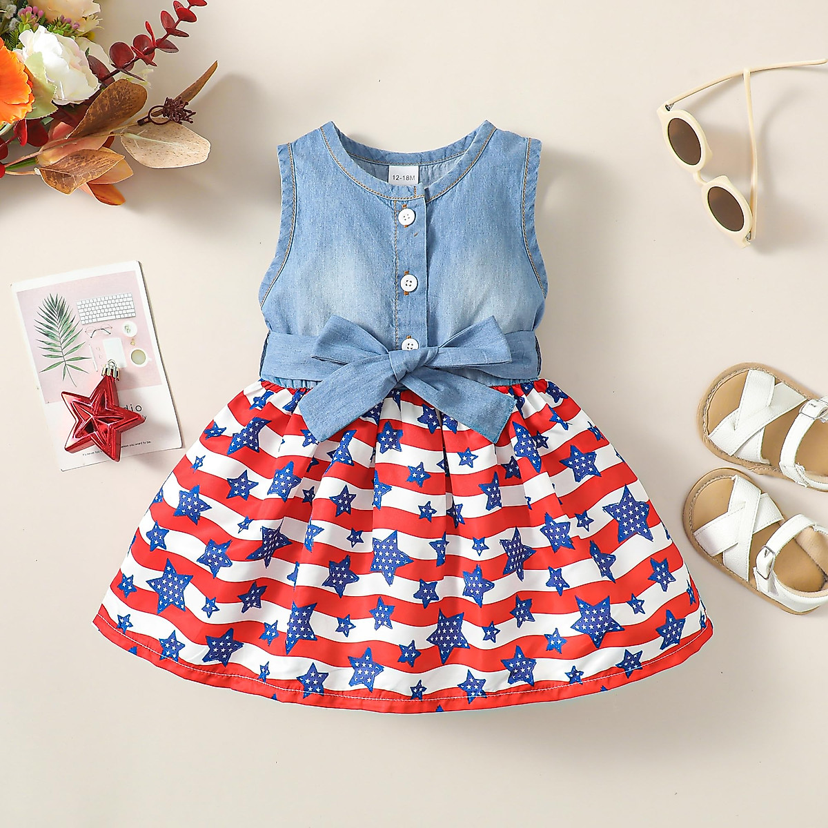 18 Months Girl Clothes Toddler Baby Girl Dress Denim Sunflower Short Sleeve Dress Jean Sundress Skirt Summer Dresses 18-24 Months Girl Clothing