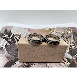 AKEL DOAP Personalized Spinner Rings for Anxiety Stainless Steel for Women Sun Moon and Star Statement Ring Fidget Rings for Anxiety for Men Engraved Name Rings for Mom (Style 4)