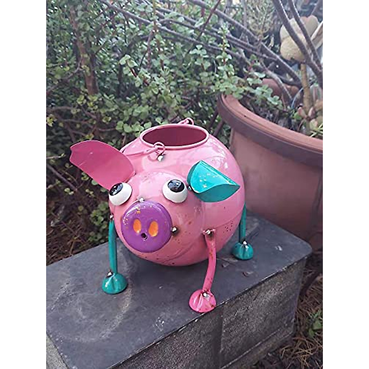 Fun Colorful Enameled Metal Watering Can - Pig, Continental Art Center Inc. CAC193001B